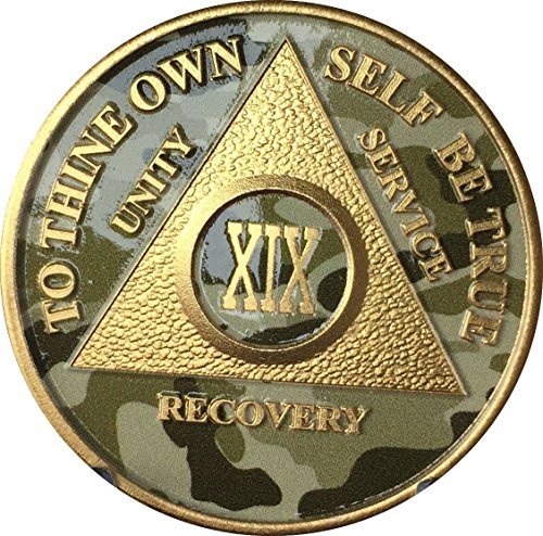 19 Year AA Medallion Camo Gold Plated Anniversary Chip Camouflage Color