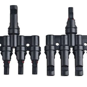 NUZAMAS New 1 Pair Solar Panel T Branch Connectors Cable Coupler Combiner - 1 Male to 4 Female(M/4F) and 1 Female to 4 Male(F/4M)