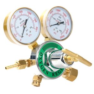 Yaetek Oxygen Regulator Large Tank Gauge Cutting Torch Regulator Outlet 0-200PSI Inlet 0-4000PSI CGA 540