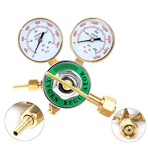 Yaetek Oxygen Regulator Large Tank Gauge Cutting Torch Regulator Outlet 0-200PSI Inlet 0-4000PSI CGA 540