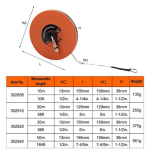 KSEIBI 302925 Long Fiberglass Tape Measure Double Face Printing Inch/Metric for Construction Work (100ft / 30m)