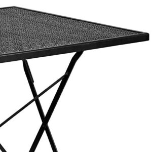 Flash Furniture Oia Commercial Grade 28" Square Black Indoor-Outdoor Steel Folding Patio Table