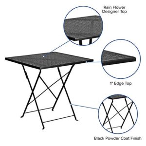 Flash Furniture Oia Commercial Grade 28" Square Black Indoor-Outdoor Steel Folding Patio Table