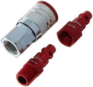 milton "colorfit by milton coupler & plug kit - (m-style, red) - 1/4"" npt, (3-piece)" (s-303mkit)