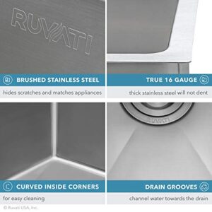 Ruvati 14-inch Undermount Wet Bar Prep Sink Tight Radius 16 Gauge Stainless Steel Single Bowl - RVH7114