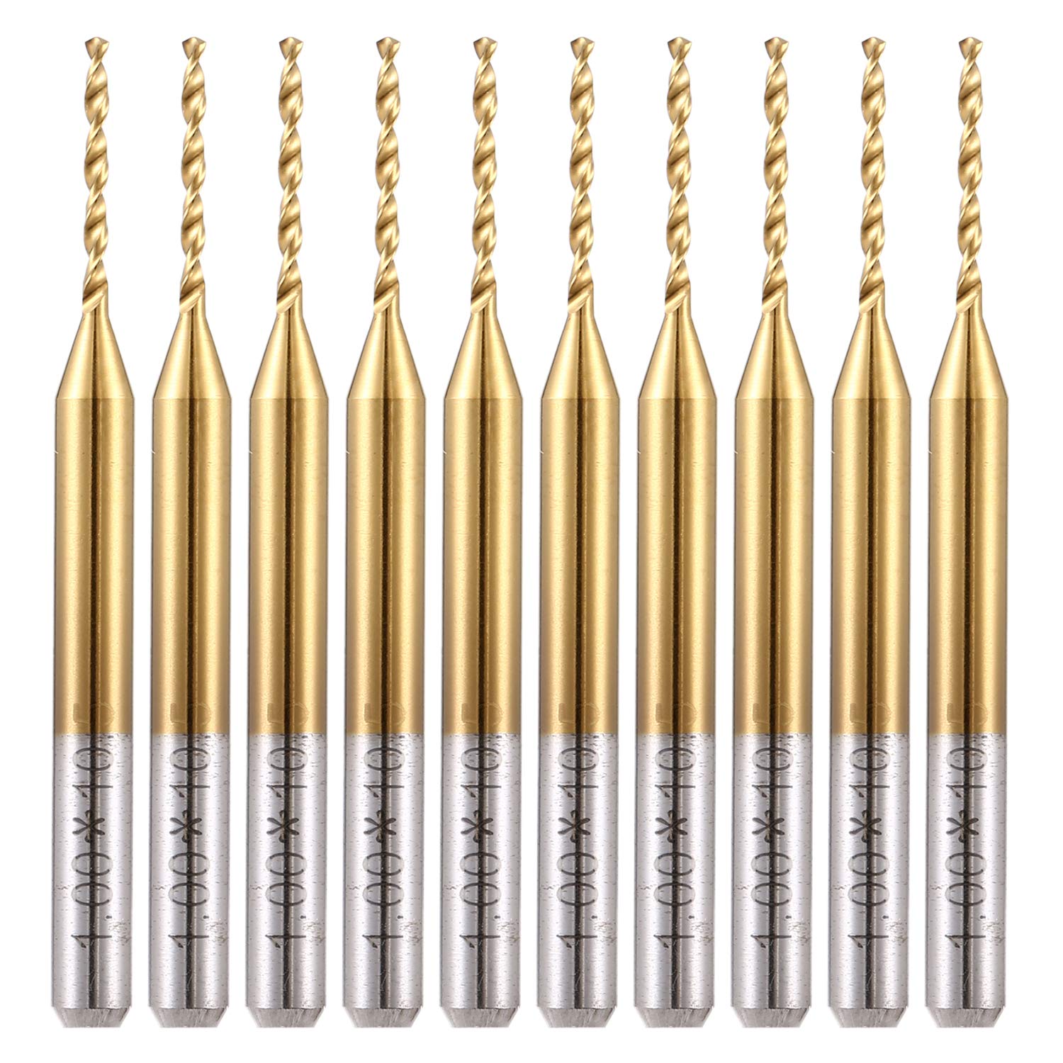 HOZLY 1/8 Shank Titanium Nitride Coated Carbide PCB CNC Drill Bits Router 1.0mm Cuting Dia for Print Circuit Board Pack of 10