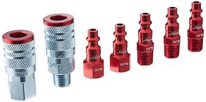 milton colorfit coupler & plug kit - (m-style, red) - 1/4" npt, (7-piece)