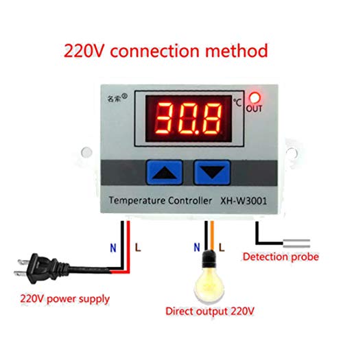 HiLetgo 220V Digital LED Temperature Controller Thermostat Control Switch NTC 10K Probe XH-W3001