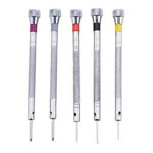 micro precision jewelry screwdriver set - 5 pcs screwdrivers with 5 extra replace blades for watch repair,eyeglasses repair,jewelry work,electronics repair