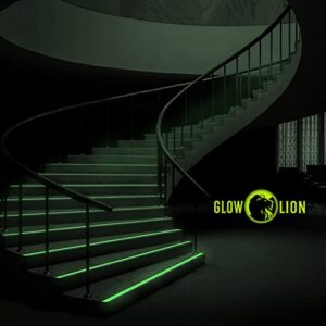 Glow Lion Glow in The Dark Tape Outdoor & Indoor for Safety, Decals & Decorations — 30' x 1'' roll of Vinyl Green Fluorescent Adhesive Tape, Waterproof & photoluminescent, Sticks to Walls & Stairs