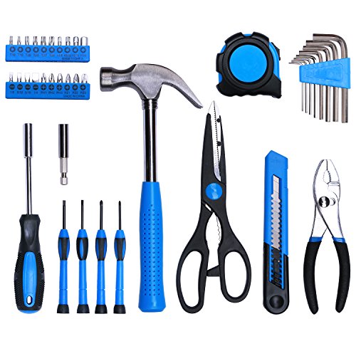 EFFICERE 40-Piece All Purpose Household Tool Kit – Includes All Essential Tools for Home, Garage, Office and College Dormitory Use