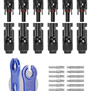 BougeRV 12 PCS Solar Connectors with Spanners Solar Panel Cable Connectors 6 Pairs Male/Female(10AWG)