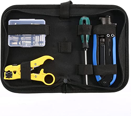 Gaobige Coax Cable Crimper Tool Kit, Coaxial Compression Tool for rg6 rg59 rg11 with 1 Wire Stripper, 10pcs F Male rg6 Connectors And 10pcs Female to Female rg6 Connectors, 1 Screwdriver