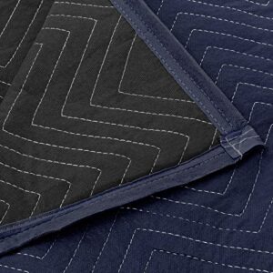 Sure-Max 12 Moving & Packing Blankets - Pro Economy - 80" x 72" (35 lb/dz weight) - Quilted Shipping Furniture Pads Navy Blue and Black