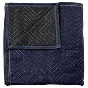 Sure-Max 12 Moving & Packing Blankets - Pro Economy - 80" x 72" (35 lb/dz weight) - Quilted Shipping Furniture Pads Navy Blue and Black