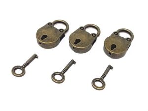 honbay 3pcs vintage antique style mini archaize padlocks key lock with key