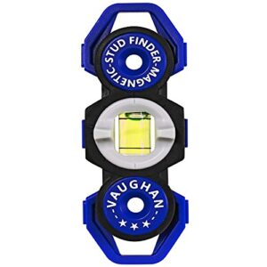 vaughan magnetic stud finder leveler, locate screws, nails, metal studs with magnet, level tool, drywall, plaster, blue - 050044 small