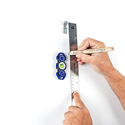 Vaughan Magnetic Stud Finder Leveler, Locate Screws, Nails, Metal Studs with Magnet, Level Tool, Drywall, Plaster, Blue - 050044 Small