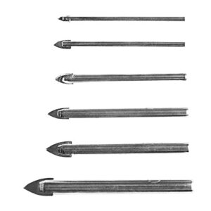 S&R Tile Glass Ceramic Drill Bit Set 6 Pcs.: Diameters 3, 4, 5, 6, 8, 10 mm / 1/8, 5/32, 13/64, 15/64, 5/16, 25/64", Round Shank, with Solid Carbide Tip for Increased Longevity