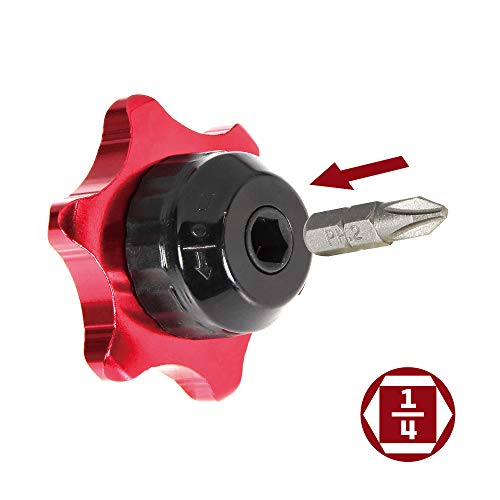 Powerbuilt 1/4-Inch Drive 2 in 1 Thumb Ratchet & Bits Driver, Finger Ratchet,Red,941248