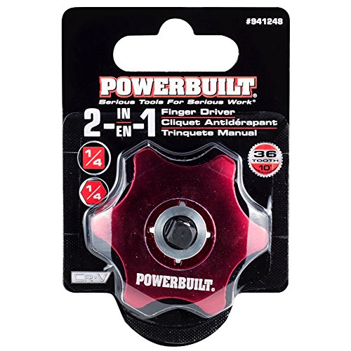 Powerbuilt 1/4-Inch Drive 2 in 1 Thumb Ratchet & Bits Driver, Finger Ratchet,Red,941248