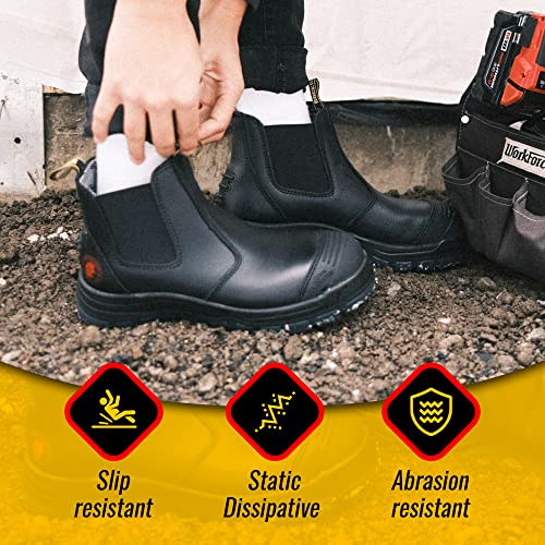 ROCKROOSTER Work Boots for Men, 6 inch Steel Toe, Slip On Safety Leather Chelsea Durable and Comfortable Work Shoes (AK227 US 11)