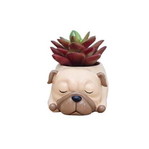 youfui home decor pot, animal succulent planter flowerpot for home office desk decoration (sleep pug)