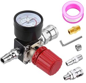 preciva air compressor pressure regulator with dial gauge, 0-175 psi air gauge for air compressor and air tools (four way valve)