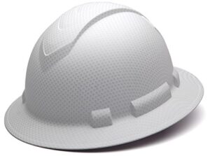 pyramex ridgeline full brim hard hat, 4-point ratchet suspension, matte white graphite pattern