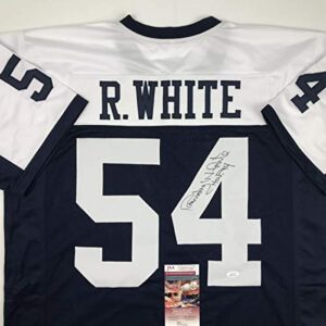 autographed/signed randy white hof 94 dallas thanksgiving day football jersey jsa coa