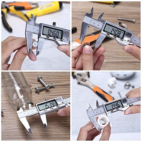 Electronic Digital Vernier Caliper, LOUISWARE Stainless Steel Caliper 150mm/0-6 inch Measuring Tools with Extra-Large LCD Screen, inch/Metric Conversion