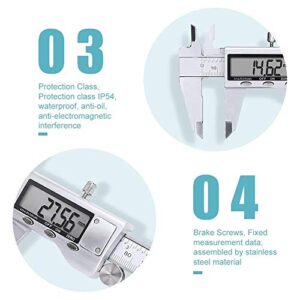 Electronic Digital Vernier Caliper, LOUISWARE Stainless Steel Caliper 150mm/0-6 inch Measuring Tools with Extra-Large LCD Screen, inch/Metric Conversion