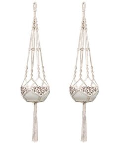 mkono macrame plant hangers indoor outdoor hanging planter basket cotton rope 4 legs 41 inch, 2 pack, ivory