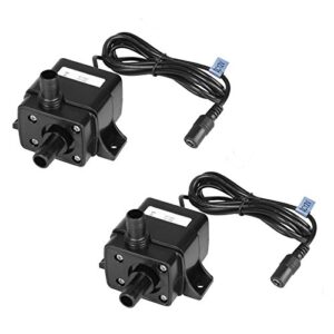 2 pack 63 gph (240l/h) submersible water pump dc 12v 3.6w 9.8ft lift for fish tank pumping, rockery water, bonsai fountain