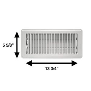 Rocky Mountain Goods Floor Register 4X12(Duct Opening Measurements) - Heavy Duty Walkable Register - Premium Finish - Easy Adjust air Supply Lever - 4 inch by 12 Inch Floor Vent (White)