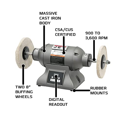 JET IBG-8VSB, 8-Inch Variable-Speed Industrial Buffer, 1 HP, 1Ph 115/230V (578218)