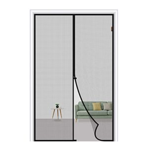 magzo magnetic screen door fit door size 32 x 80 inch, screen size 34" x 81" reinforced fiberglass screen curtain heavy duty screen mesh for patio door enjoy air fresh-grey gray