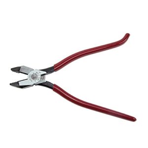 klein tools d201-7csta linesman pliers, side cutters with spring loaded action, ironworker pliers have aggressive knurl and tempered handles