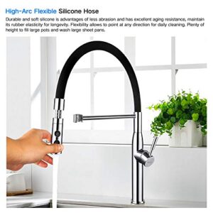 Yohom Black Kitchen Faucet with Pull Down Sprayer Stainless Steel Kitchen Sink Faucet High Arc Single Handle with Pull Out Dual Function Sprayer Modern Single Hole Faucet Brushed Finish