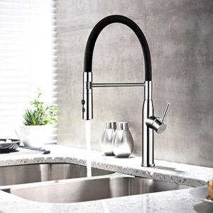 Yohom Black Kitchen Faucet with Pull Down Sprayer Stainless Steel Kitchen Sink Faucet High Arc Single Handle with Pull Out Dual Function Sprayer Modern Single Hole Faucet Brushed Finish