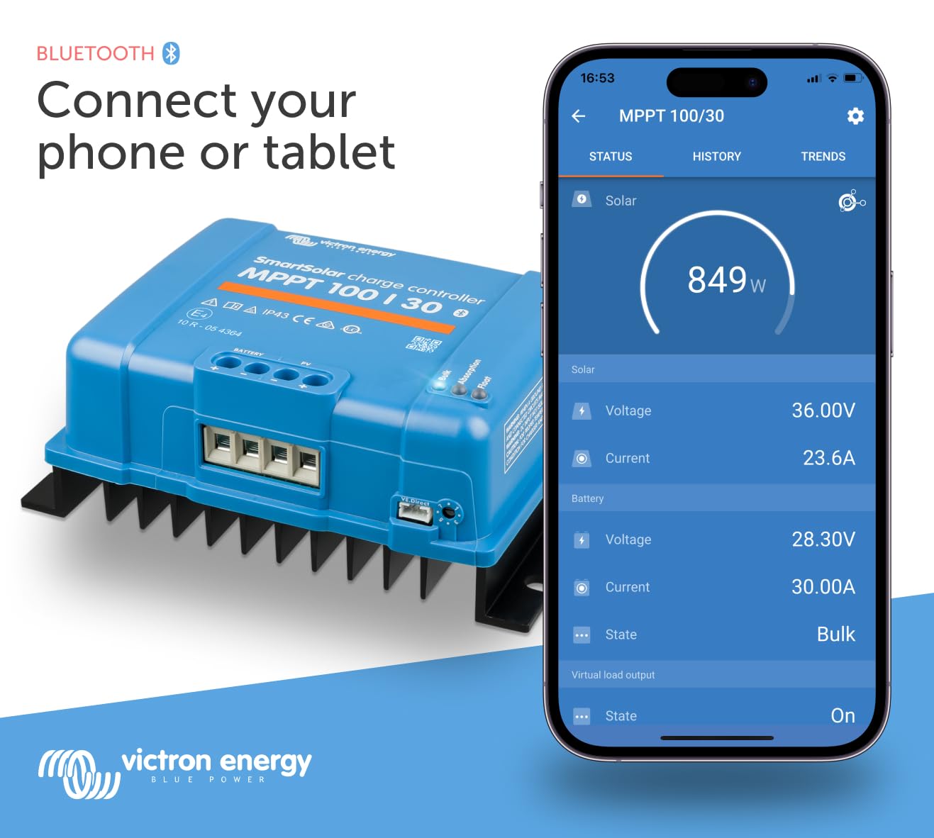 Victron Energy SmartSolar MPPT 100V 30 amp 12/24-Volt Solar Charge Controller (Bluetooth)