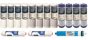 5 stage bluonics reverse osmosis replacement filters with 50 gpd nsf certified membrane> 15 pcs standard size ro cartridges