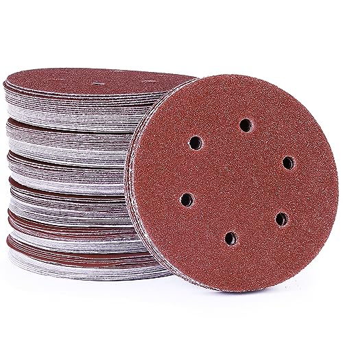 LotFancy Sanding Discs 6 Inch 6 Hole, 130PCS 40 60 80 100 120 180 240 320 400 800 1000 1500 2000 Grit Sandpaper Assortment - Orbital Sander Pad, Hook and Loop Round Sand Paper