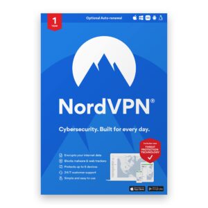 nordvpn standard – 18-month vpn & cybersecurity software subscription for 6 devices - block malware, malicious links & ads, protect personal information | pc/mac/mobile | activation code via mail