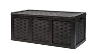 starplast xxl sit-on rattan style storage box: 167.5 gallon outdoor plastic bin, weather & water resistant, 62.9 x 29.5 x 25 inches, 2 colors, 66-811