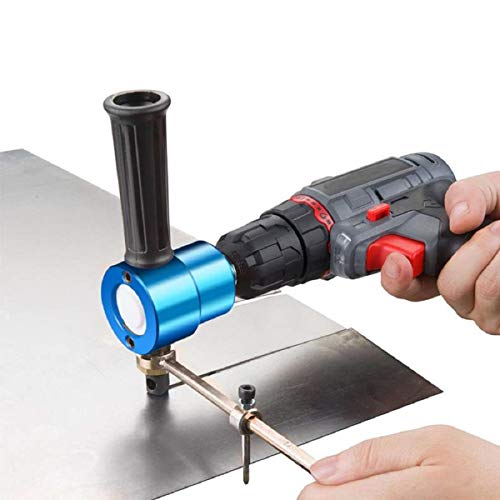 Dicfeos Double Head Metal Sheet Nibbler Cutter with Circle Cutting Accessories, Drill Attachment with Wrench and Parts, Maximum 14 Gauge Steel