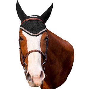 equine couture fly bonnet with lurex rope - pony color - black, size - cob