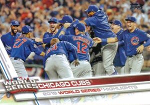 chicago cubs 2017 topps complete mint hand collated team set with kris bryant, kyle schwarber, 2016 world series champions highlights plus