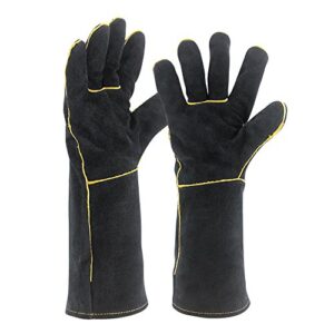 welding gloves heat resistant cow split leather bbq/camping/cooking gloves baking grill gloves welder fireplace stove pot holder workplace glove