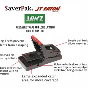 $averPak 2 Pack - Includes 2 JT Eaton Jawz Rat and Chipmunk Traps for use with Solid or Liquid Baits